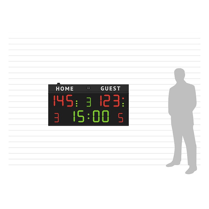 Basketball scoreboard for small-size gymnasiums and sports halls.